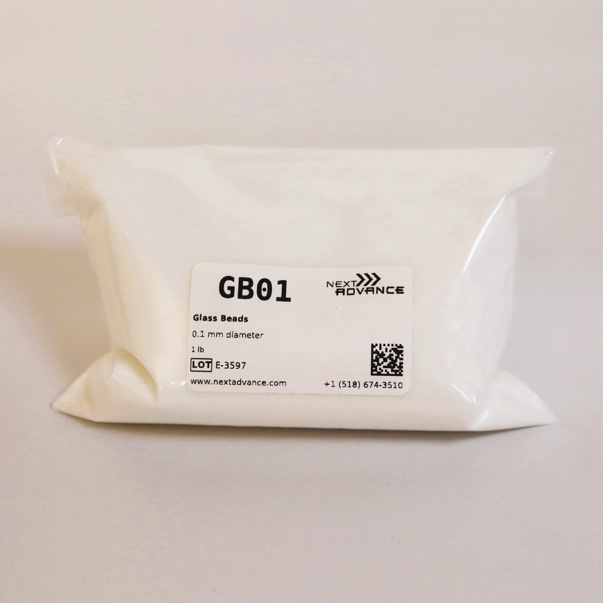 Glass Beads 0.1 mm, 1 lb. (.45 kg) - Next Advance - Laboratory Instruments